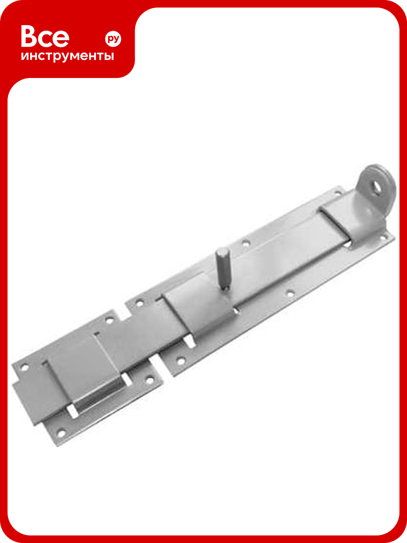 Засов с проушиной плоский DOMART ЗПП-350 серый металлик, накладной стальной сдвиг ригеля для дверей и ворот