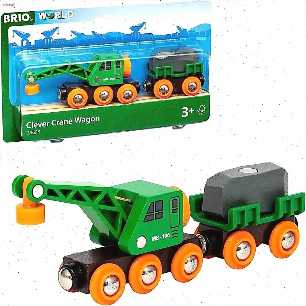 BRIO 33698 Вагон подъёмный кран деревянной ж/д