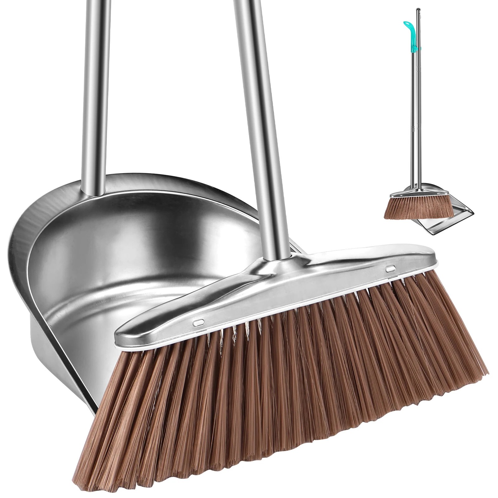 Метла и совок Willstar, нержавеющая сталь, Round dustpan broom