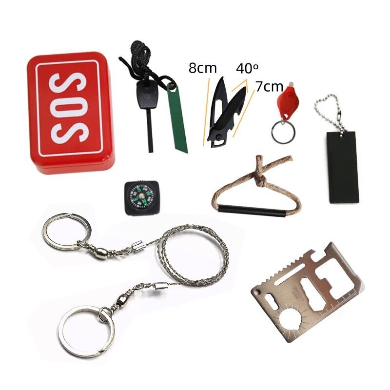 Набор инструментов для выживания в дикой природе, нож, аварийный комплект, комбинированное оборудование, SOS-бокс для выживания, самоспасательный бокс