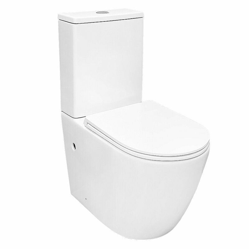 Унитаз напольный Azario Verona AZ-8301 белый, безободковый, с бачком, с крышкой микролифт, слив торнадо