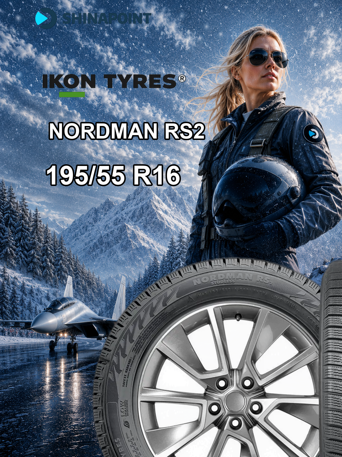 Шины зимние R16 195 55 91 R автомобильная зимняя резина IKON TYRES модель NORDMAN RS2