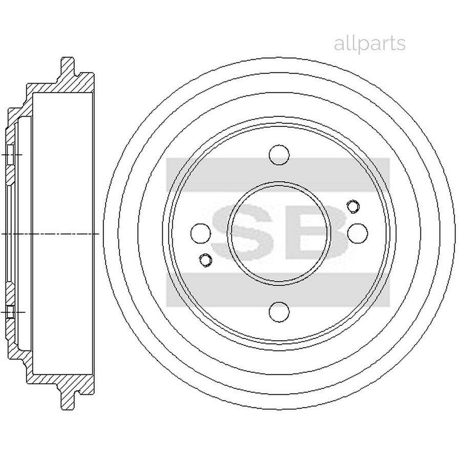 SANGSIN BRAKE SD4153 Барабан тормозной Honda Fit 01-13 / Jazz 02-15