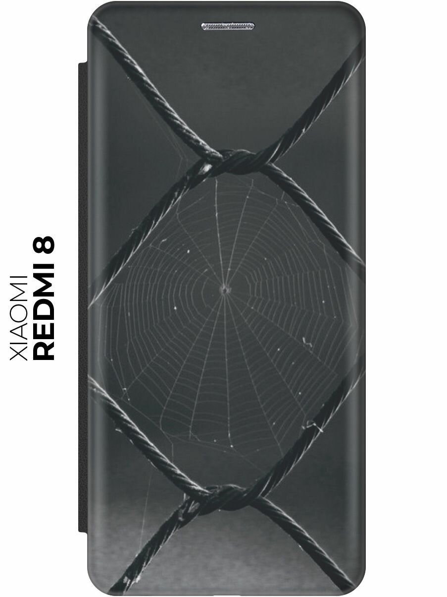 Чехол-книжка Паучок на Xiaomi Redmi 8 / Сяоми Редми 8 черный