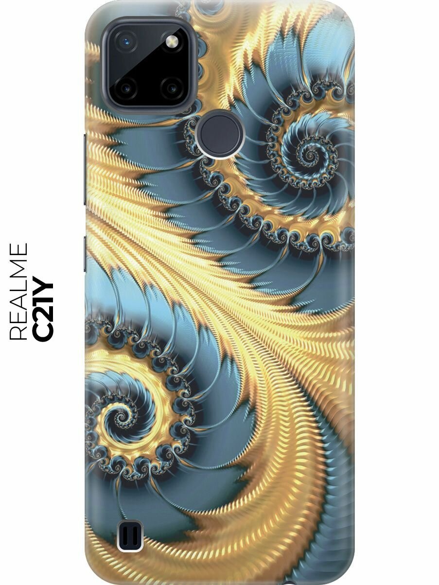 Силиконовый чехол Сине-золотые узоры на Realme C21Y / Рилми С21у