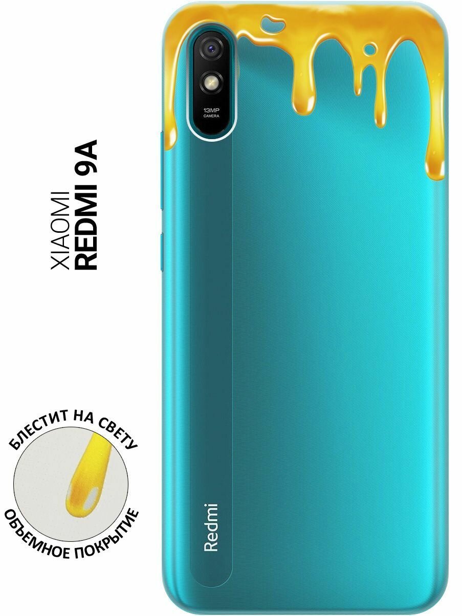 Силиконовый чехол на Xiaomi Redmi 9A, Сяоми Редми 9А с 3D принтом "Honey" прозрачный