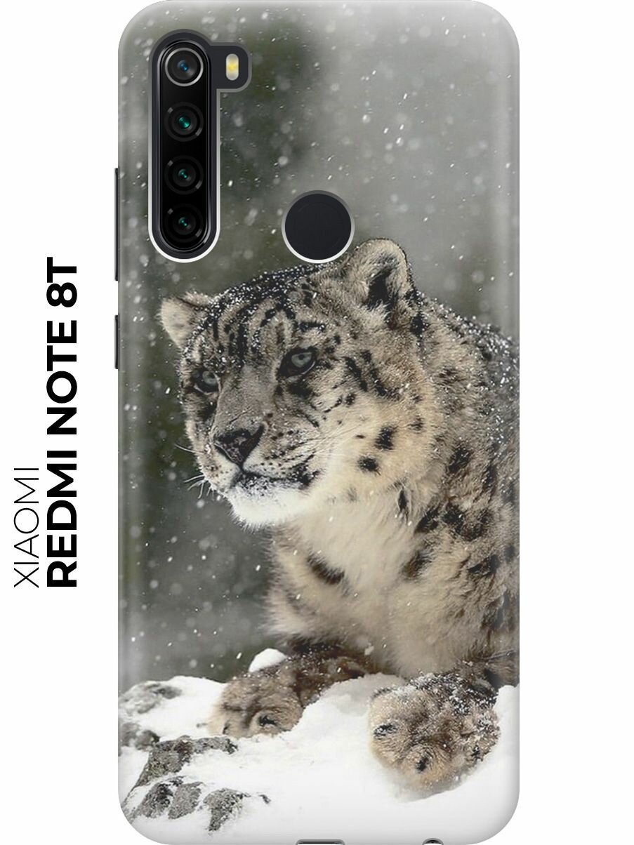 Силиконовый чехол Барс и падающий снег на Xiaomi Redmi Note 8T / Сяоми Редми Ноут 8Т