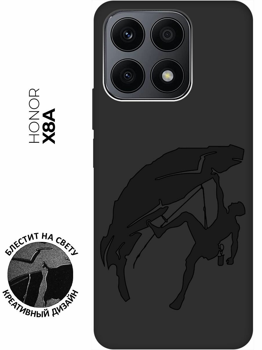 Матовый чехол Climbing для Honor X8a / Хонор Х8А с 3D эффектом черный