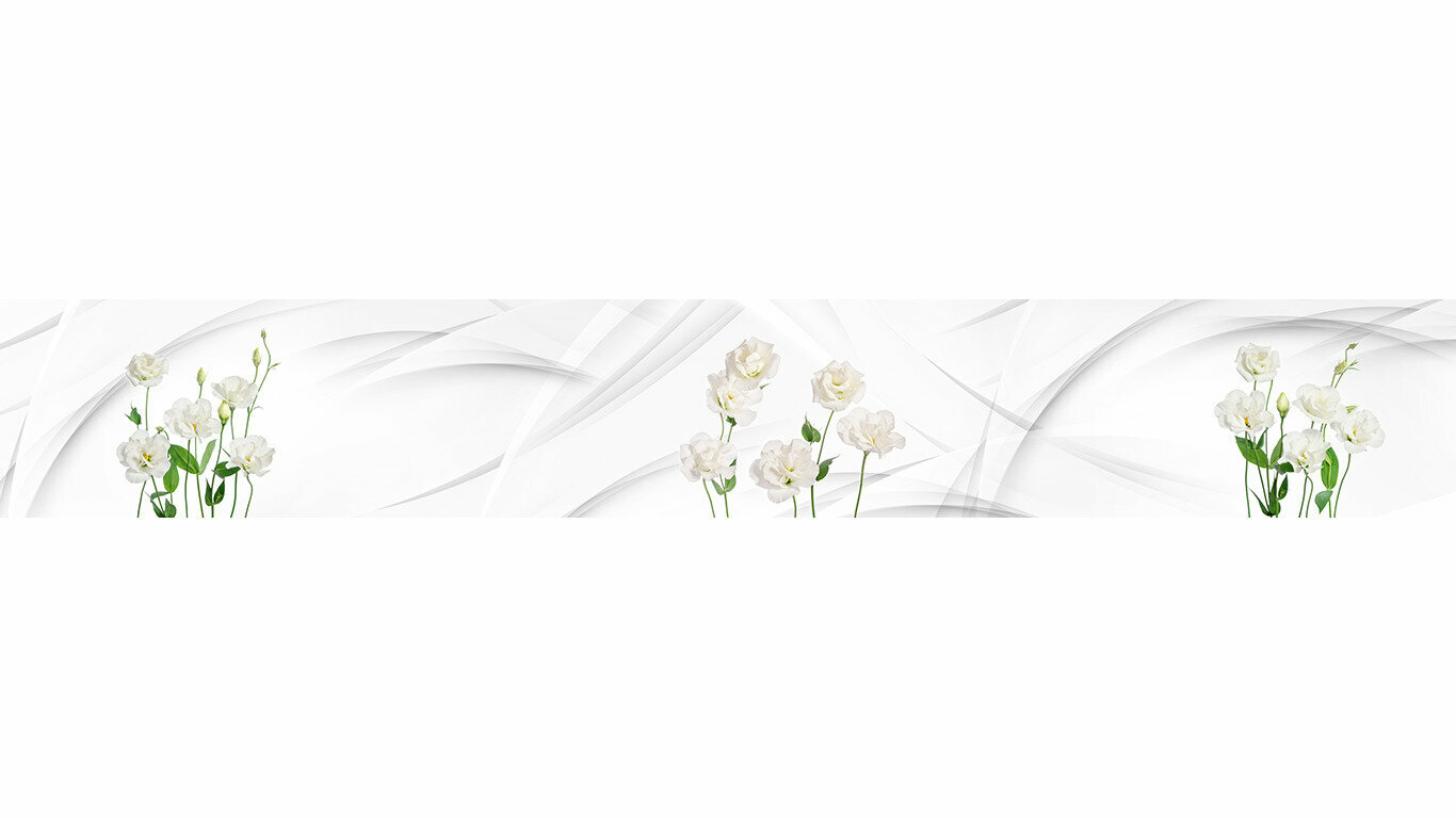 Кухонный фартук"Белые розы 4777" 3000*600мм, АБС пластик, фотопечать