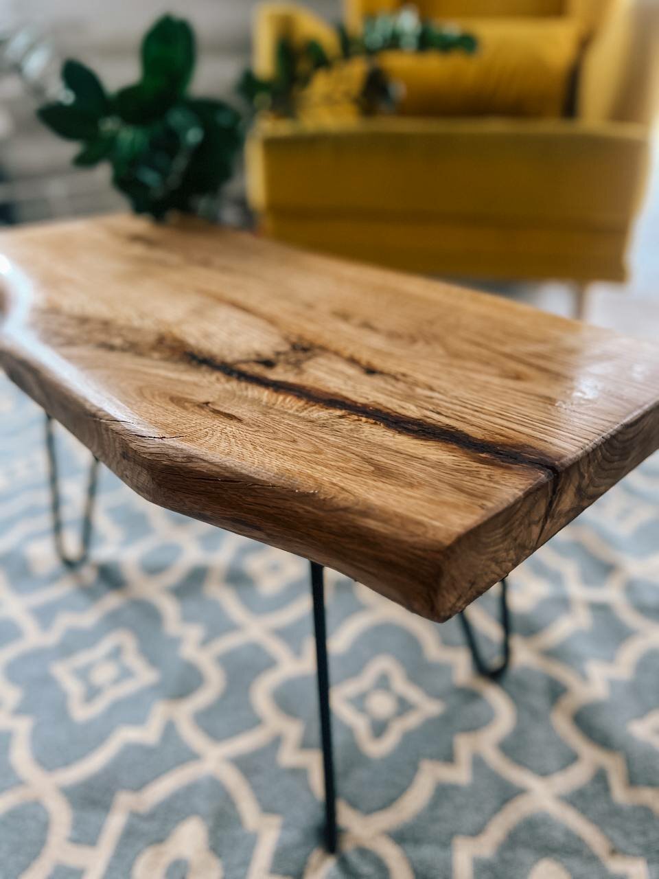 Стол лофт Native Woods, массив дуба, 35см, 4 ноги, металл, прямоугольный, стиль лофт — фото 1