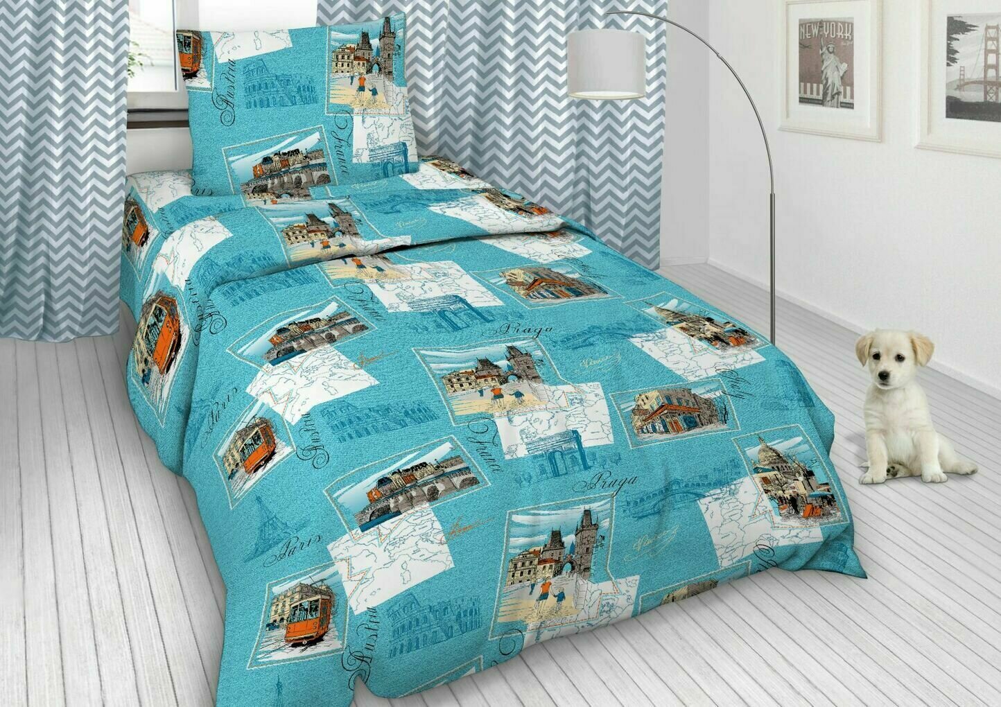 Детское постельное белье Вальтери ДБ-82 1.5 спальный комплект с рисунком 150х215, 2 наволочки 50х70