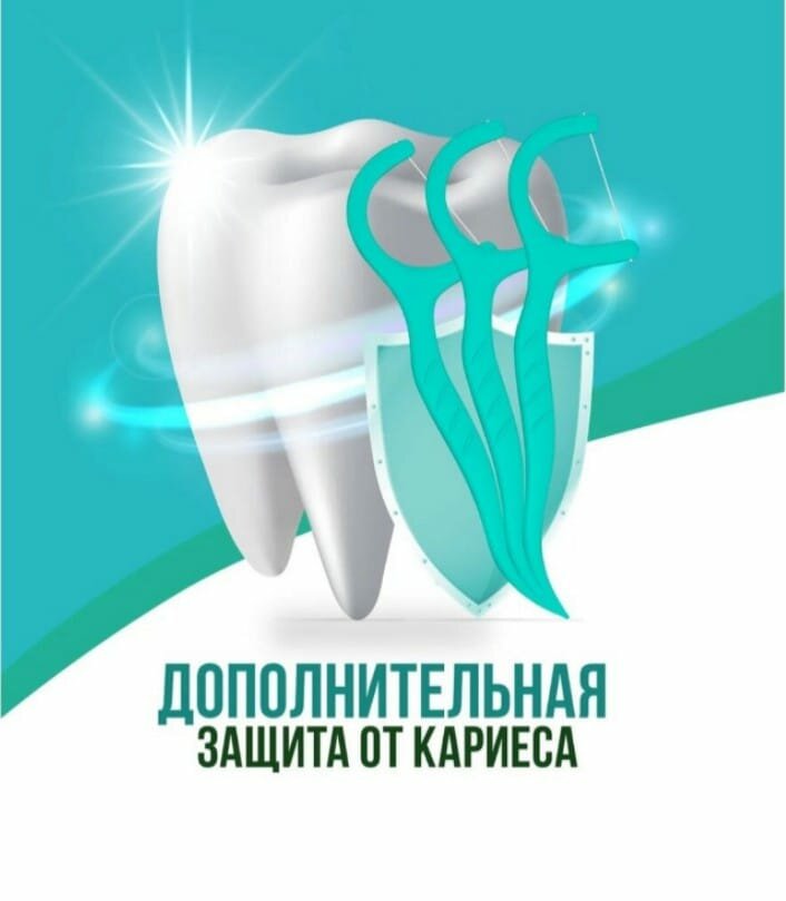 Зубная нить с зубочисткой, Флоссеры 90шт. Бирюзовые