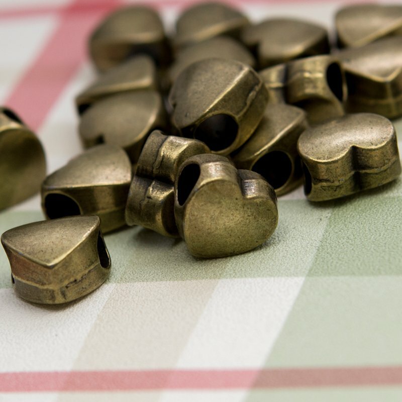 Евробусины 10 шт./ Металлические бусины с большим отверстием, размер 11х11х7 мм, цвет античная бронза