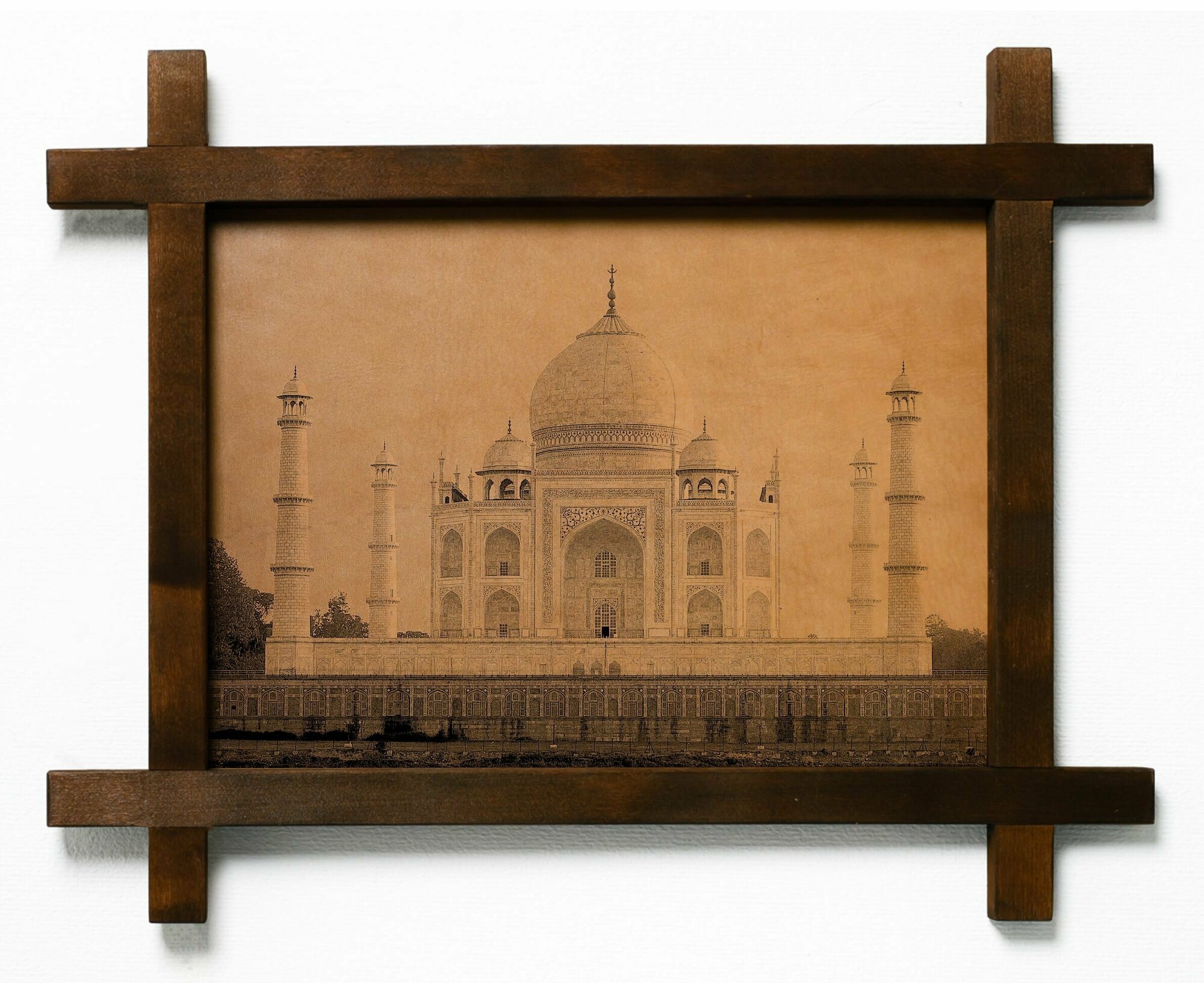 Картина интерьерная, натуральная кожа, "Тадж-Махал" (Индия), в деревянной раме, BoomGift