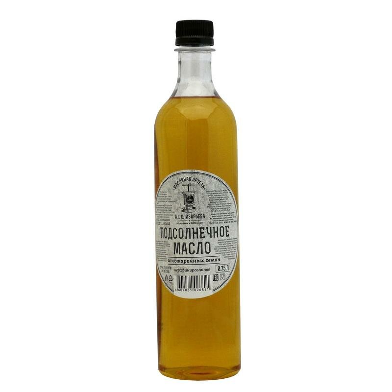 Подсолнечное масло нерафинированное "Масляная артель А. Г. Елизарьева", 750 мл