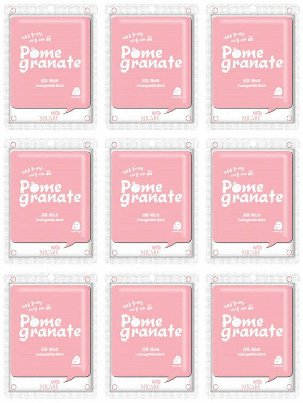 Mijin Маска тканевая для лица с гранатом MJ CARE Pomegranate mask pack 22г 9шт