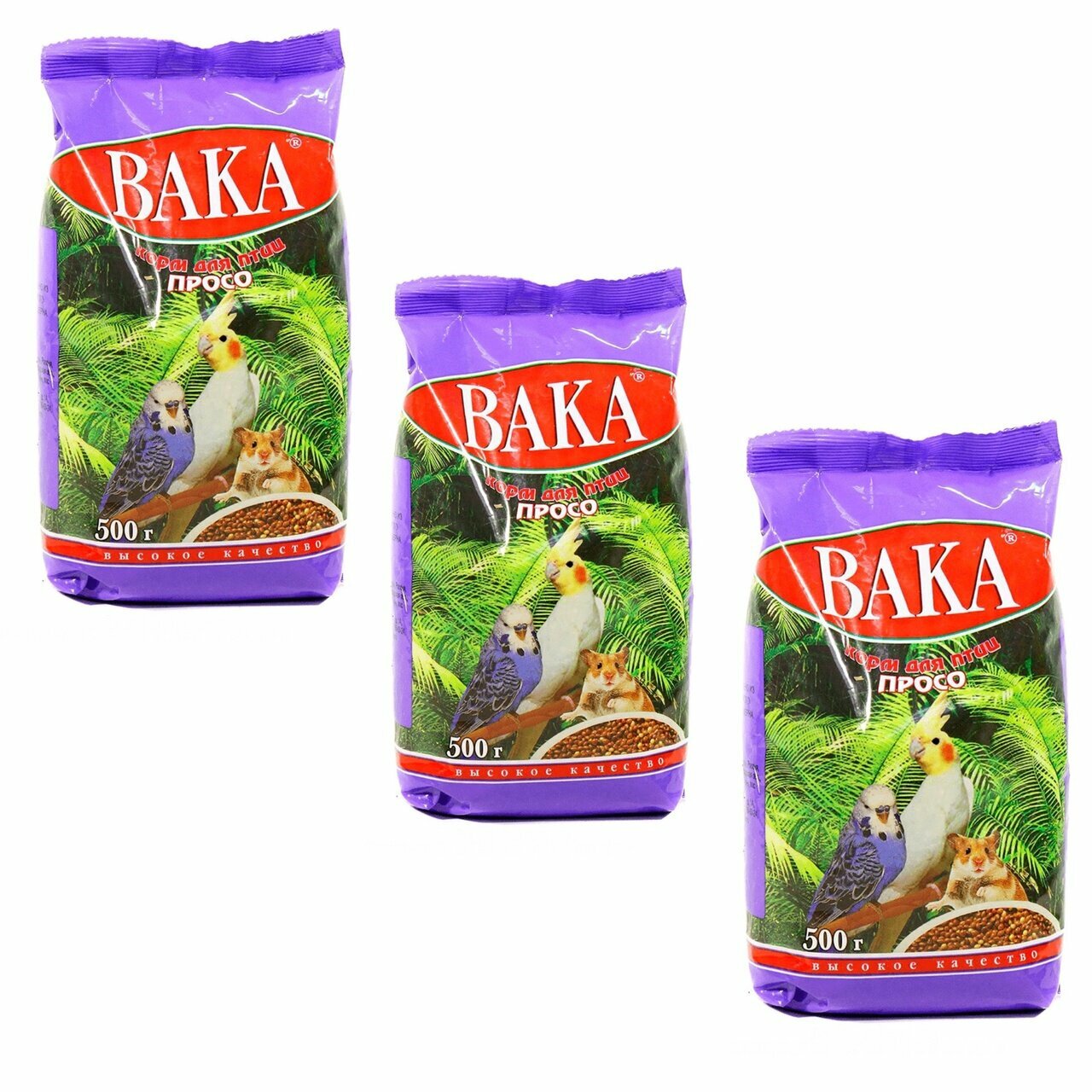 Корм для птиц Вака ВК Просо для мелких и средних попугаев, 500 г, 3 уп