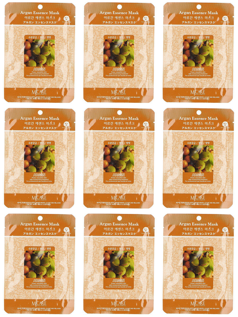 Mijin Маска тканевая для лица Аргана Argana Essence Mask 23гр в уп, 9 уп