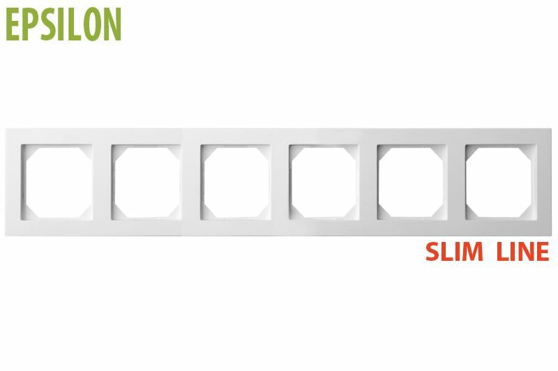 LIREGUS Рамка Шестиместная Белая SLIM (Универсальный Монтаж) LIREGUS EPSILON