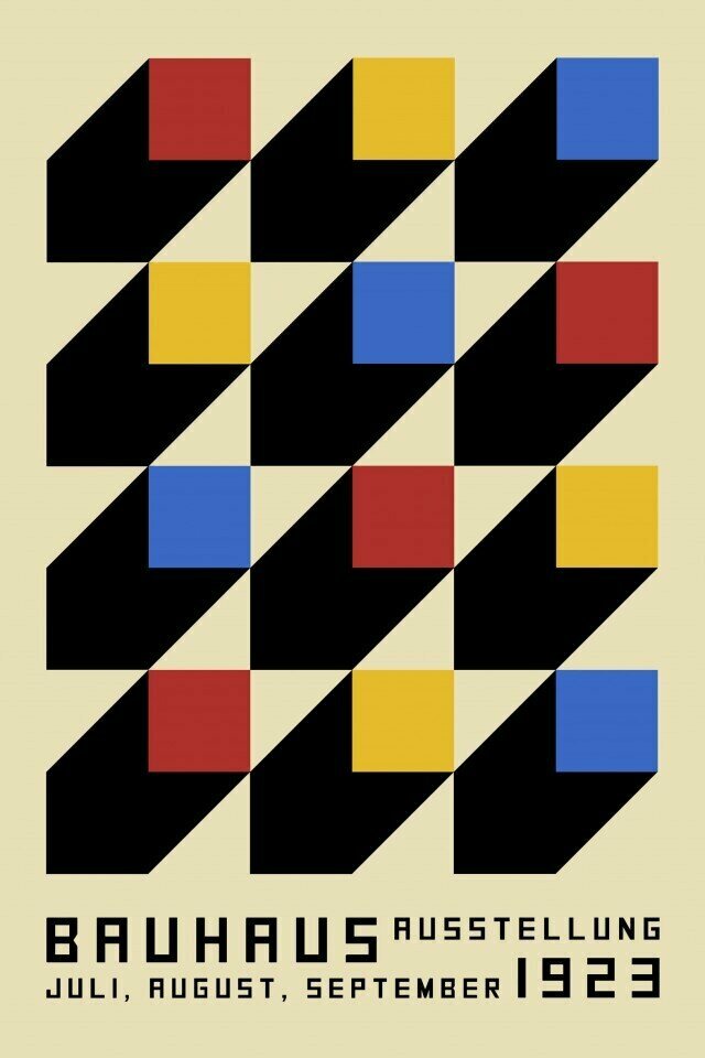 Плакат, постер Bauhaus Ausstellung 1923, Выставка Баухауса 1923 на бумаге, размер 21х30см