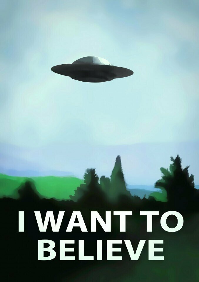 Плакат, постер I want to Believe/Я хочу верить на бумаге, размер 60х84см
