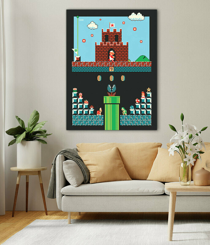 Интерьерная картина на холсте "Ретро игры - веселый сантехник" размер 22x30 см