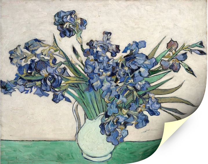 Картина для интерьера "Ирисы в вазе", Ван Гог, печать на холсте (38х30 см / без подрамника)