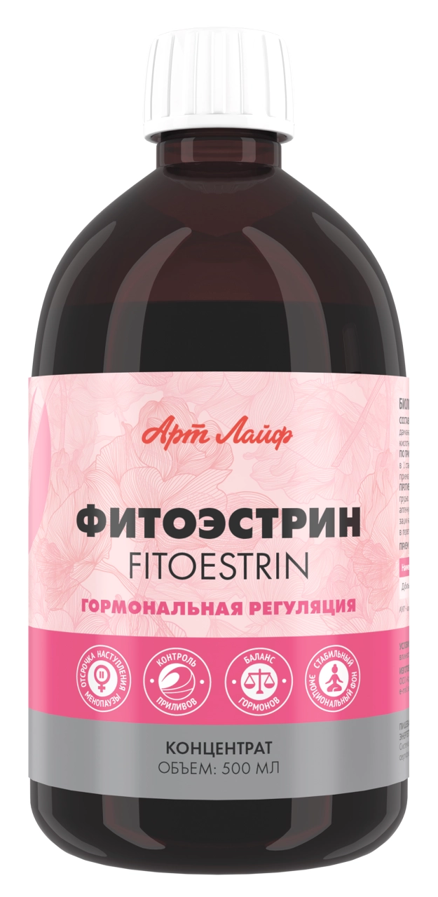 Фитоэстрин, негормональный комплекс фитоэстрогенов, уменьшает дискомфорт при ПМС и климаксе 500 мл Арт Лайф