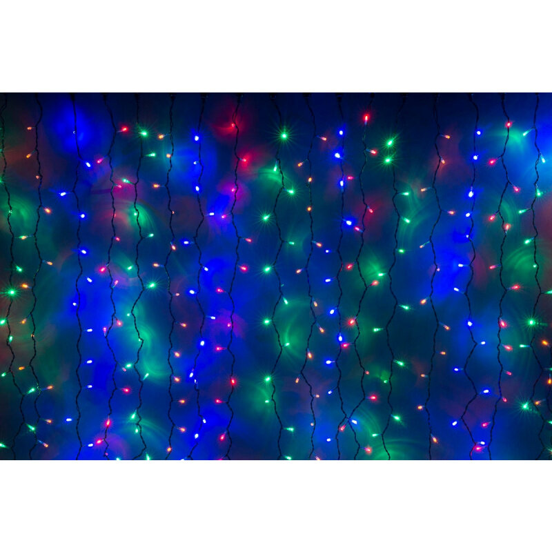 LED-XP-5725-6M-230V-С, мульти светодиоды/черный провод. Световой занавес с контроллером 2*3м. Flesi