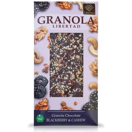 Шоколад горький Libertad «Granola » 70% какао с гранолой ежевикой и кешью 80 г