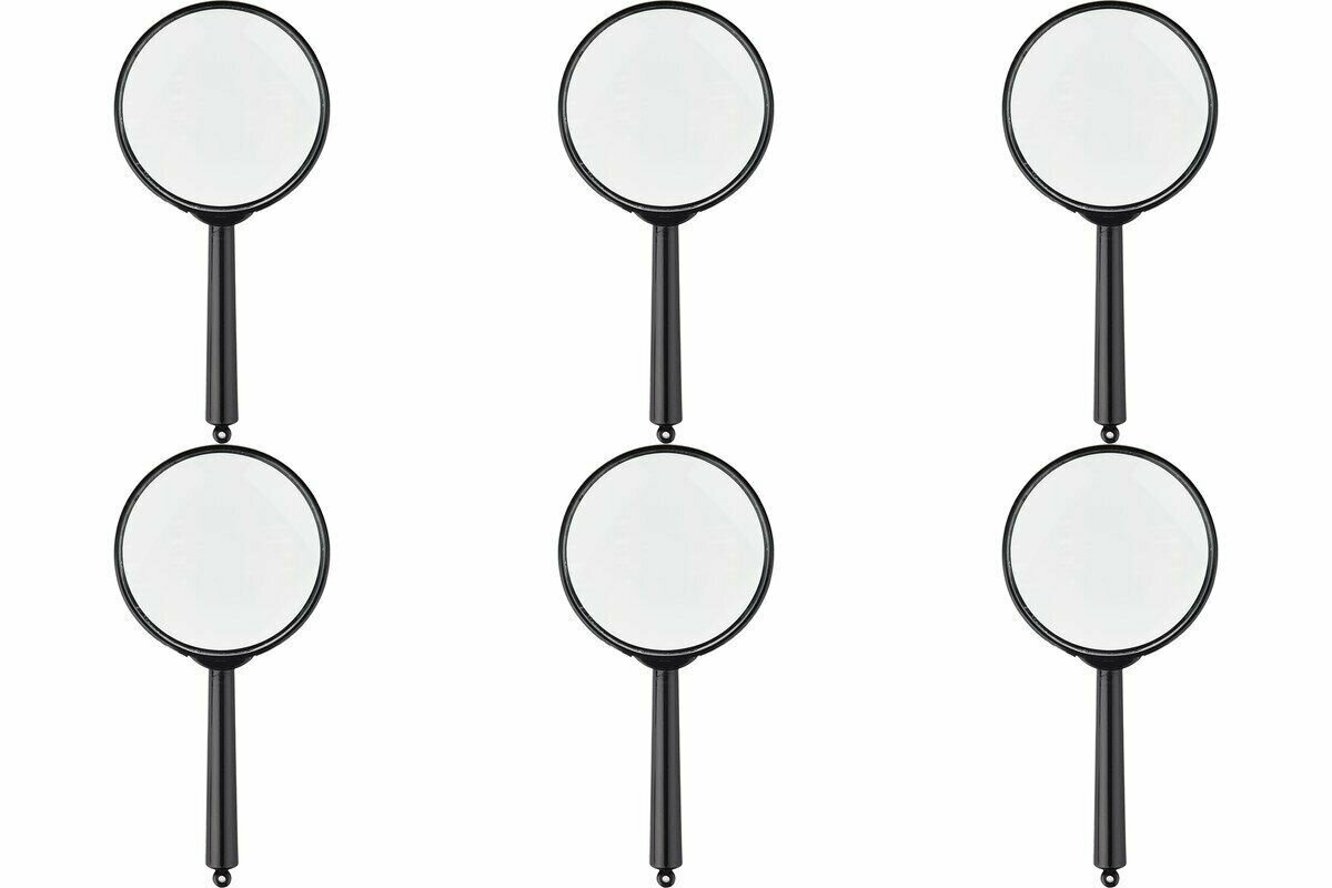 Attache Лупа Увеличение х5, 80 мм, черный, 6 шт