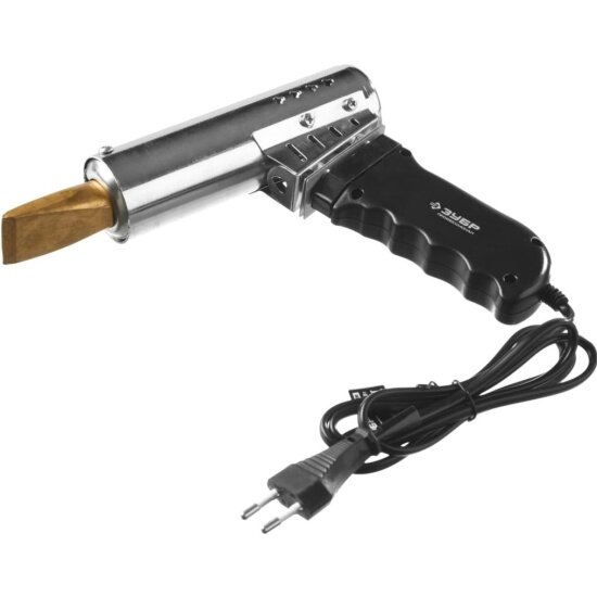 Сверхмощный электропаяльник Зубр 500Вт с пластиковой пистолетной рукояткой, клин, Ceramic PRO, 55302-500