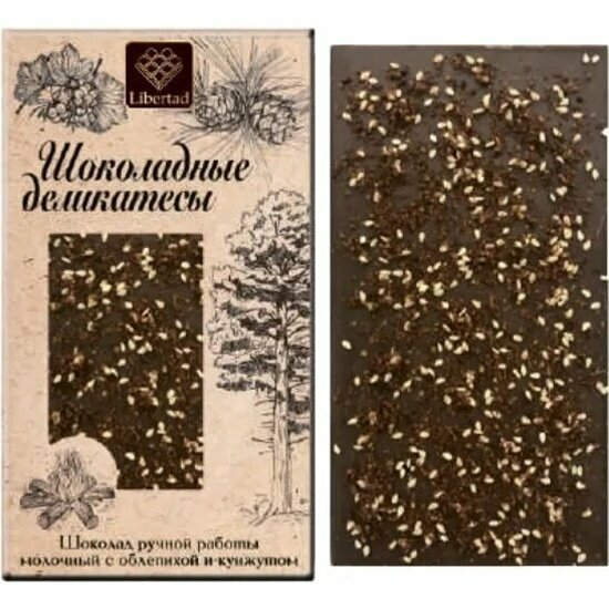 Шоколад молочный Libertad «Шоколадные деликатесы» с облепихой и кунжутом 80 г