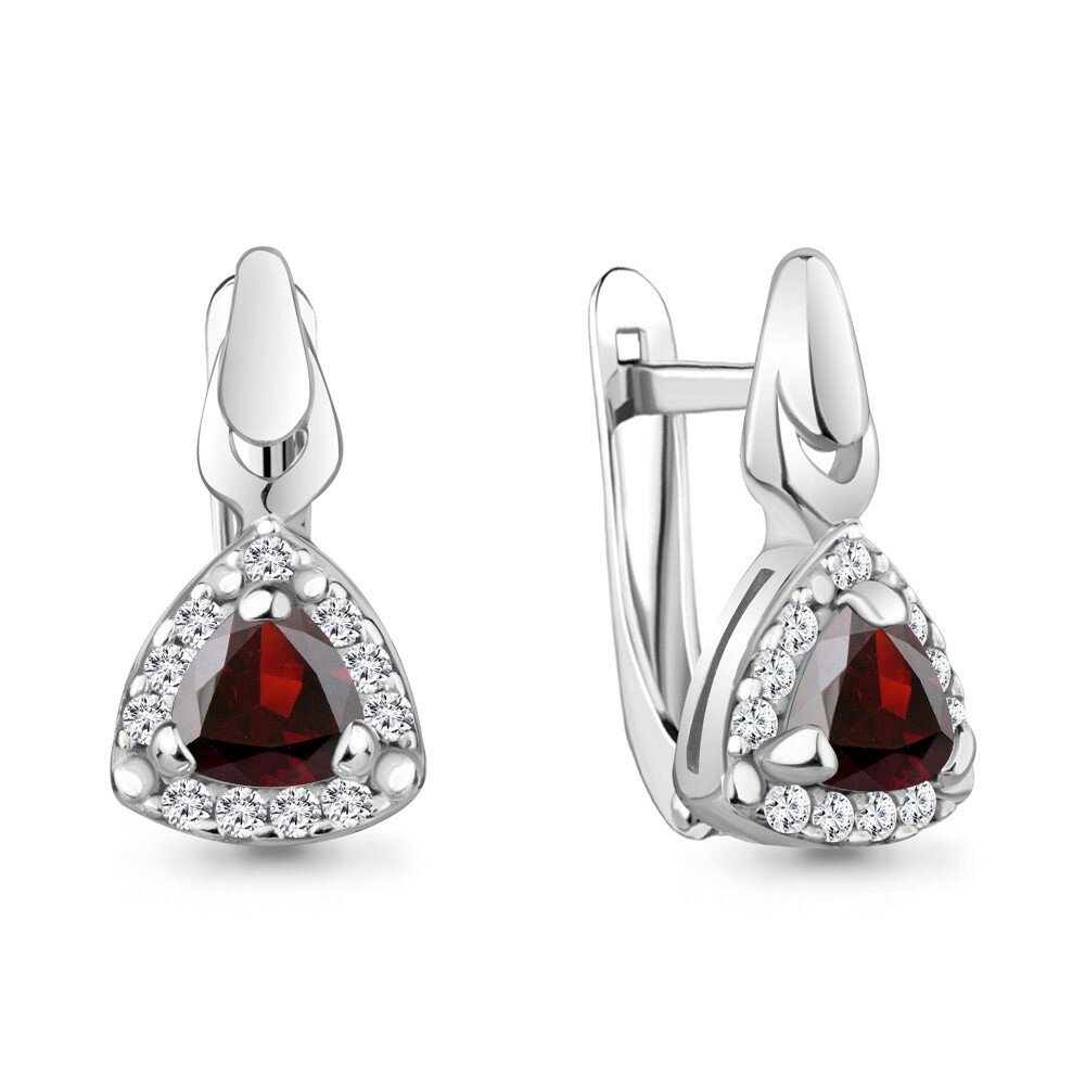 Серьги, серебро, 925 проба, гранат, фианит