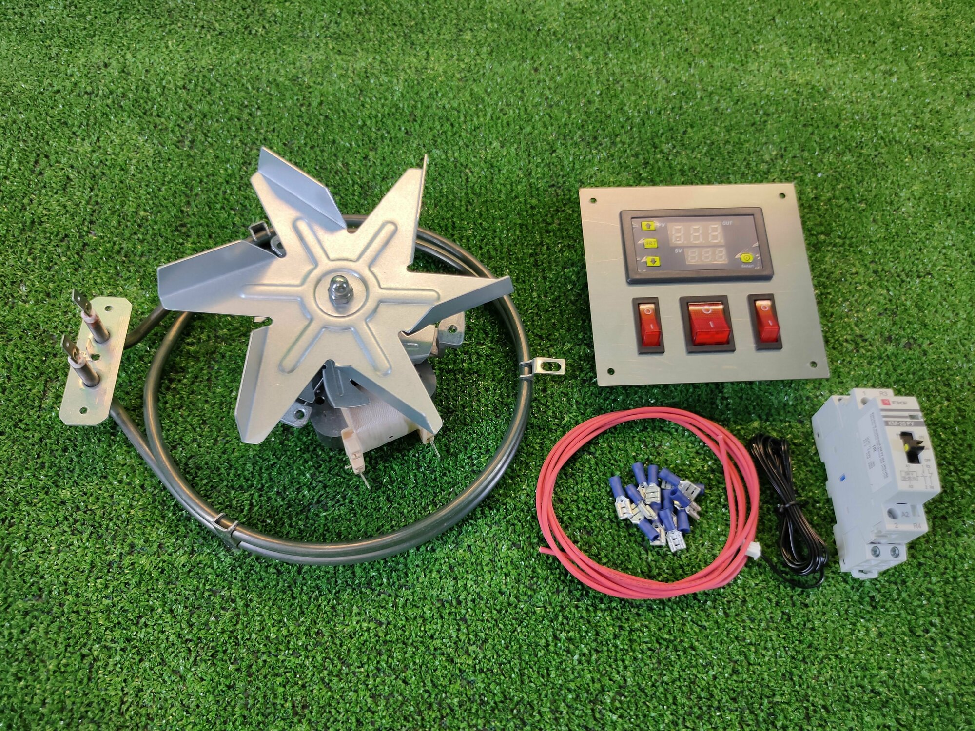 Набор конвекции коптильни №36. Панель, Вентилятор, Терморегулятор, ТЭН 2.4кВт, контактор 8квт