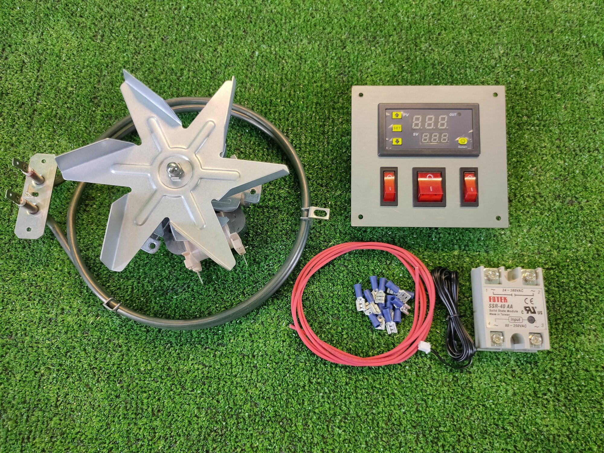 Набор конвекции коптильни №31. Панель мини, Вентилятор, терморегулятор, ТЭН 2кВт, твердотел 6кВт