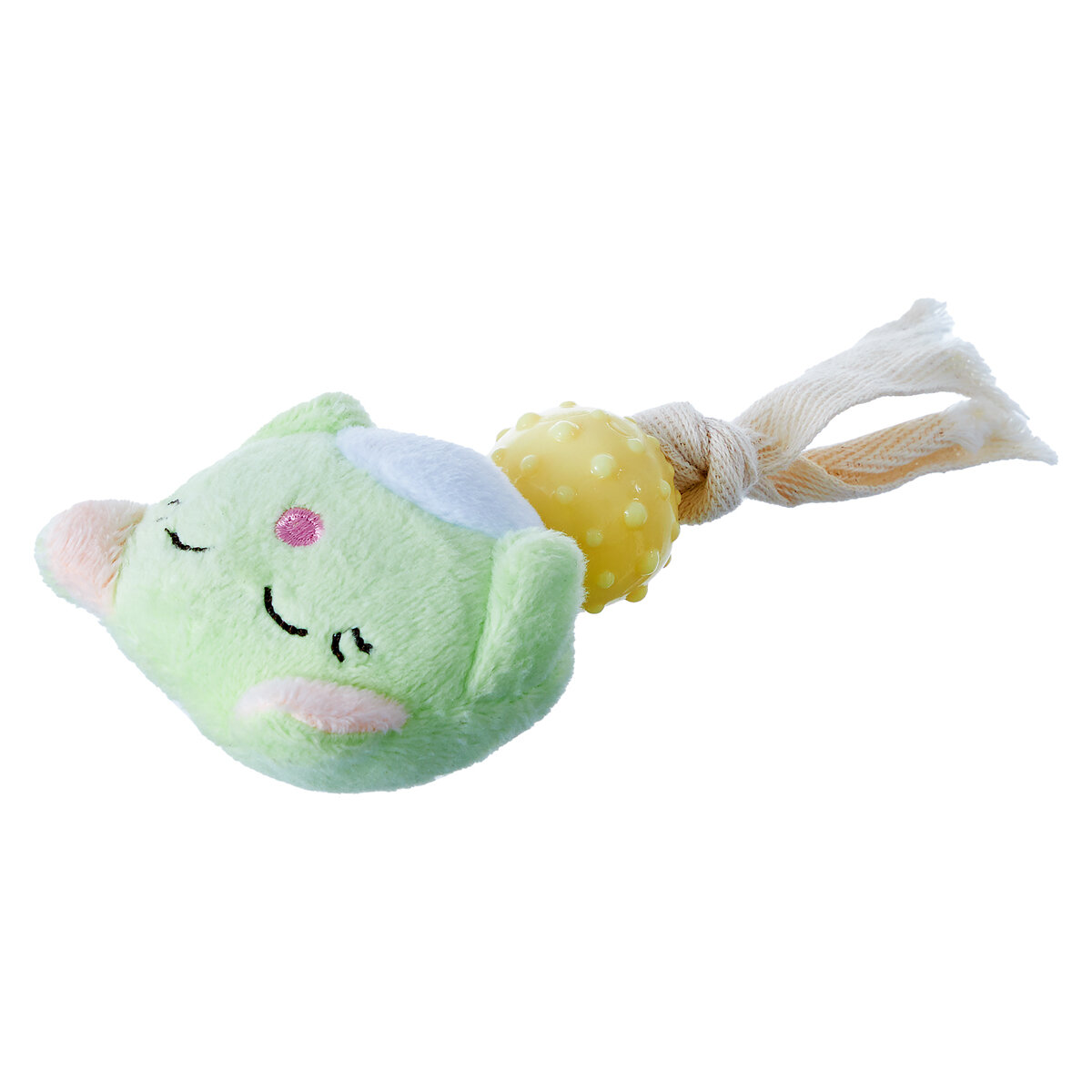 Игрушка для маленьких пород собак и щенков "Кот с мячом TRP, с веревками", 10,5 см, Zoo One, P-106