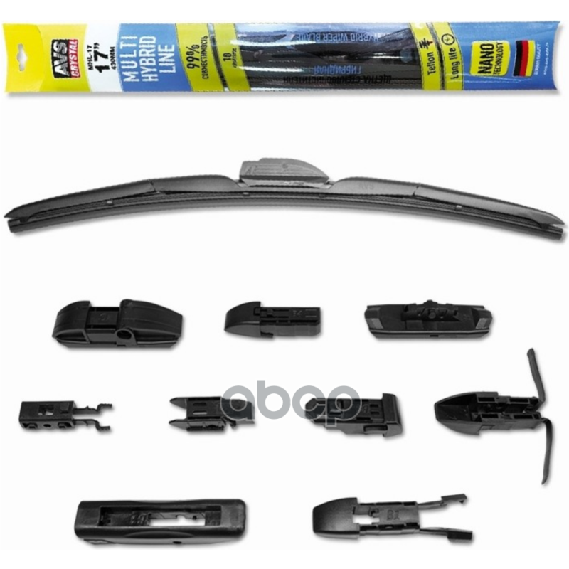 Щетка стеклоочистителя AVS Multi Hybrid Line 26 гибридная (650мм) 10 адаптеров Renault Kaptur AVS арт. A40390S - высокое