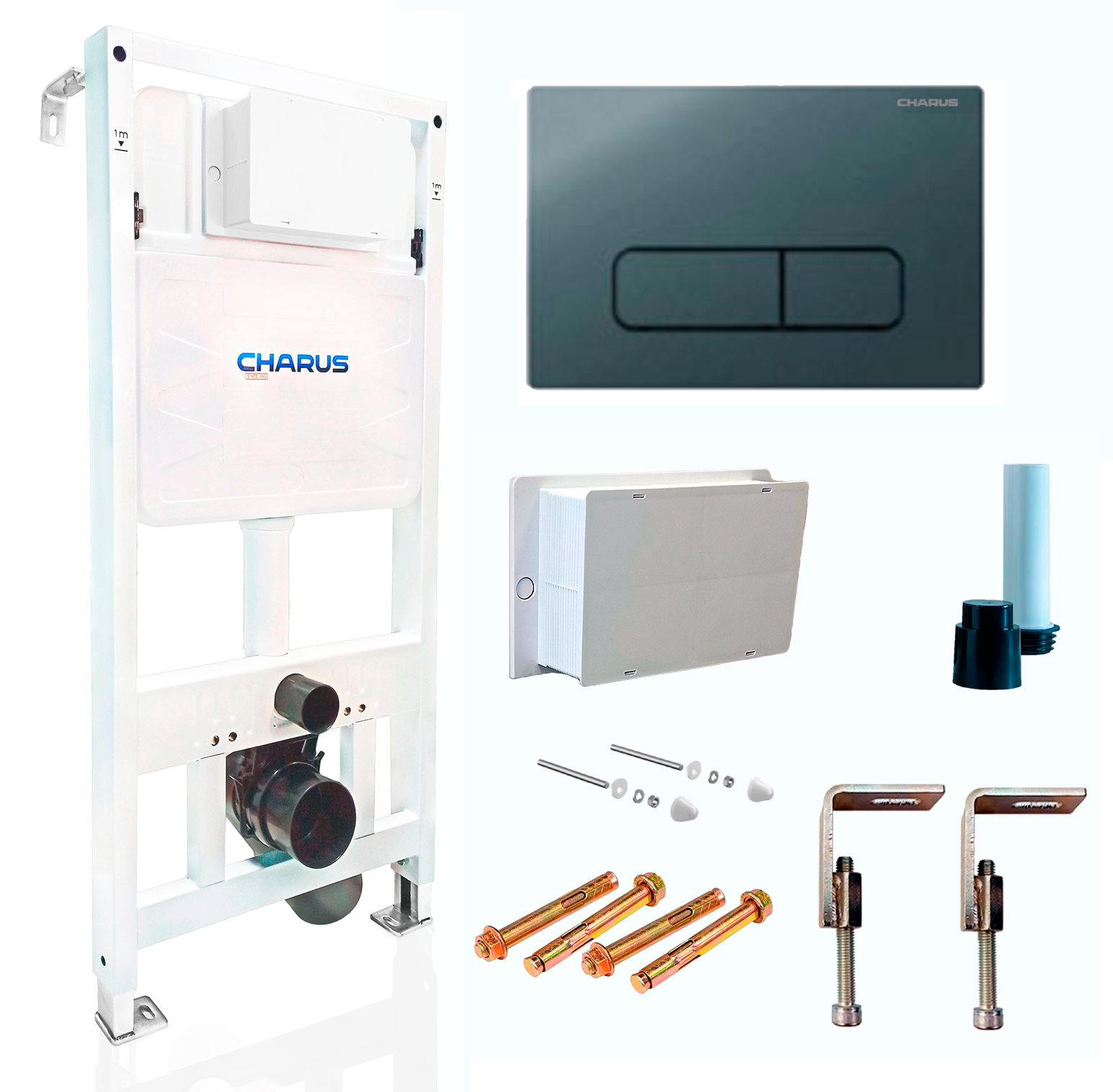 Инсталляция CHARUS CC.300.80.01 для подвесного унитаза + Клавиша ELEGIA FP.320. GRP.01 Графит