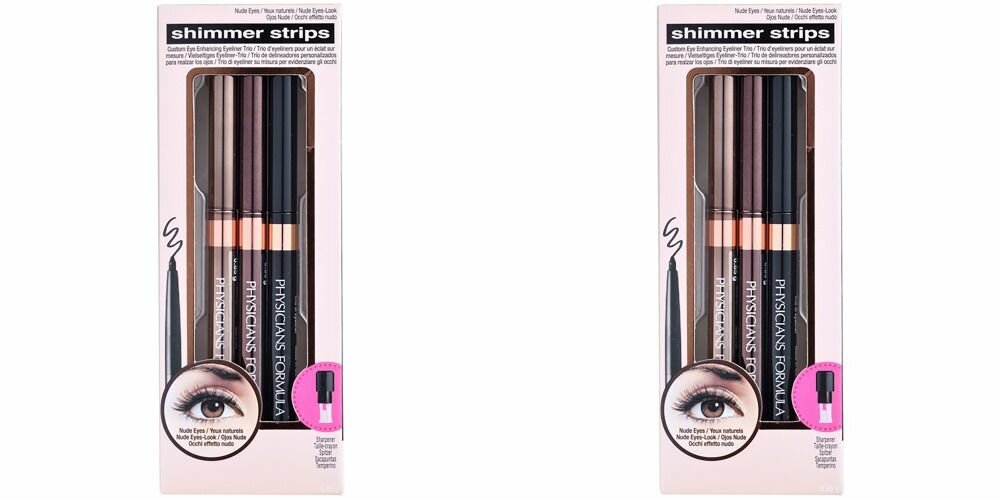 Physicians Formula Карандаши для век Shimmer Strips Custom Eye Enhancing Eyeliner Trio-Nude Eyes, Тон шампань, олово, черный, 3х0.37 г, 2 уп