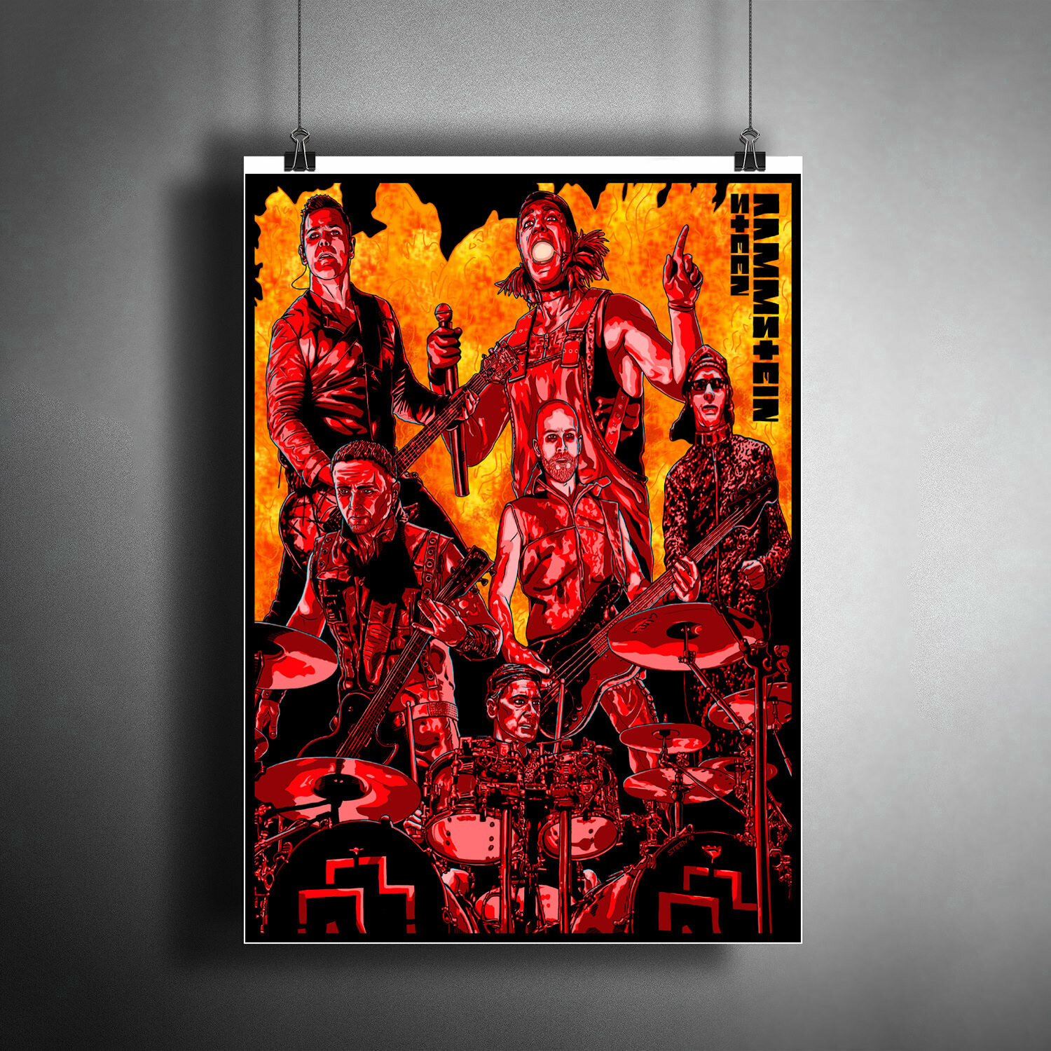 Постер плакат для интерьера "Музыка: Немецкая метал-группа Rammstein (Рамштайн). Лидер группы Тилль Линдеманн" / A3 (297 x 420 мм)