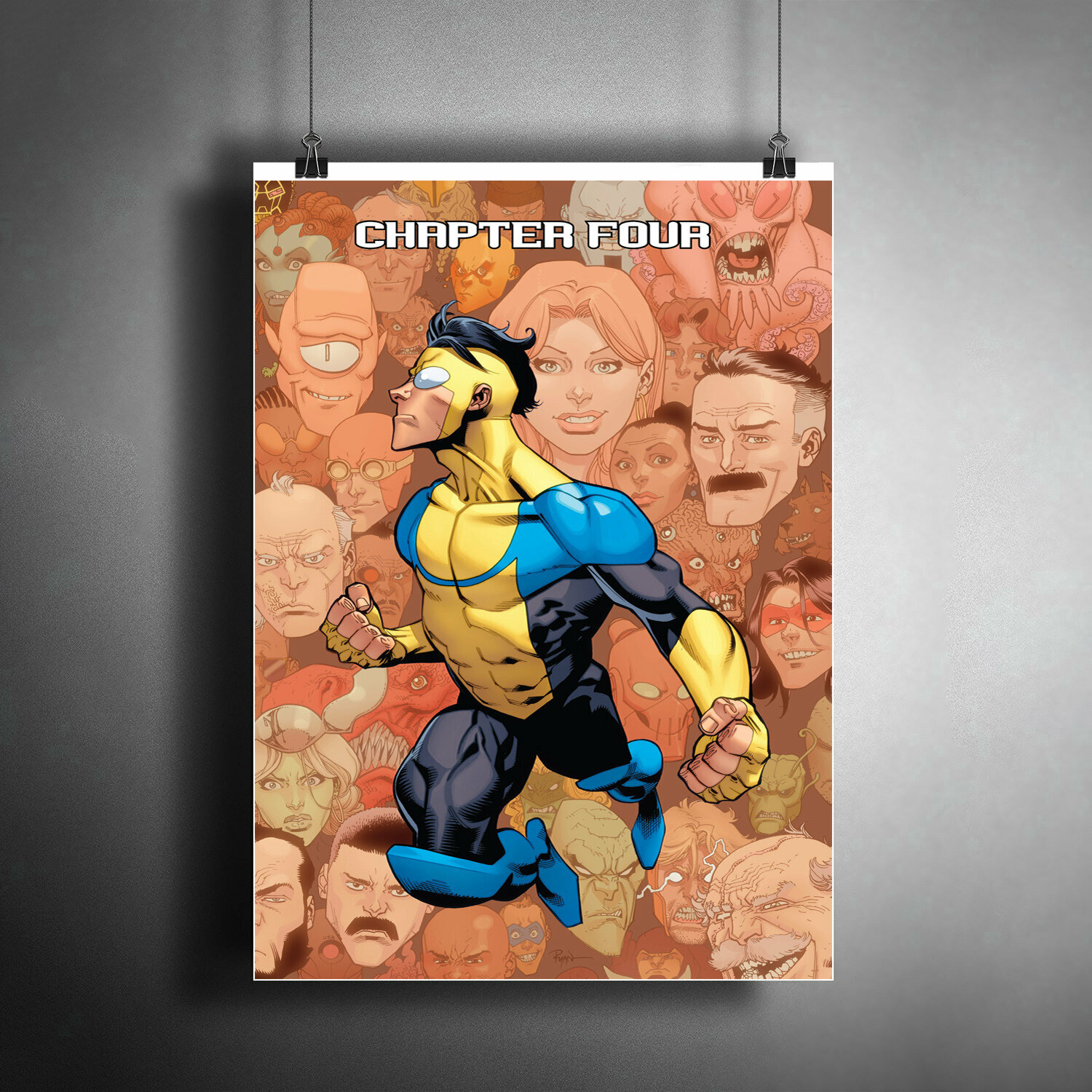 Постер плакат для интерьера "Мультсериал: Неуязвимый (Непобедимый). Invincible. Супергеройские комиксы" / A3 (297 x 420 мм)