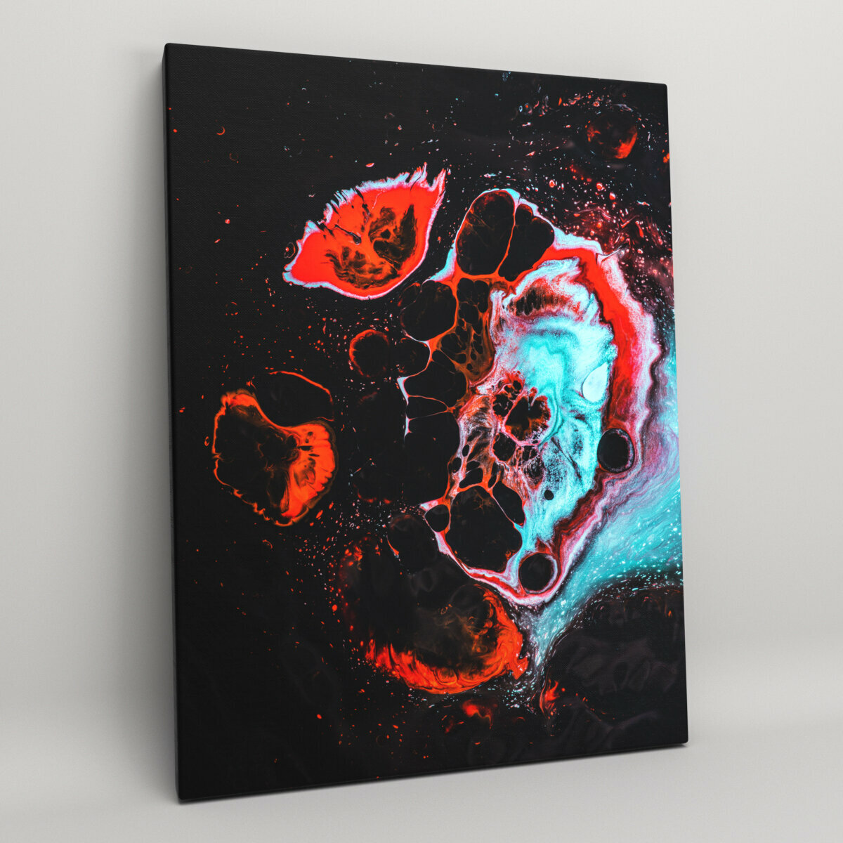 Картина на холсте (интерьерный постер) "Разводы краски" абстракция, с деревянным подрамником, размер 45x60 см