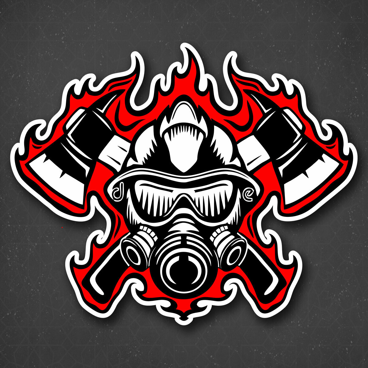 Наклейка на авто "Пожарный в огне" 23X19 см