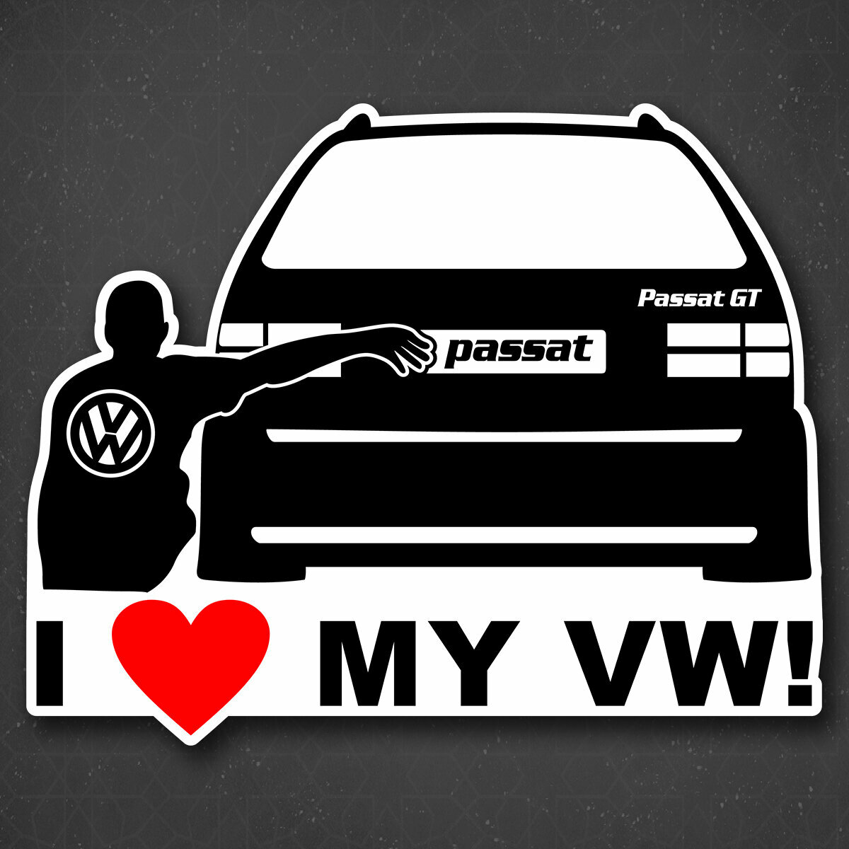 Наклейка на авто "I love my VW авто чб" 23x19 см