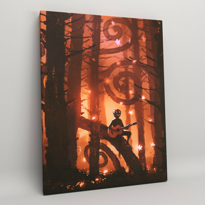 Картина на холсте (интерьерный постер) "Парень с гитарой - арт", с деревянным подрамником, размер 30x40 см