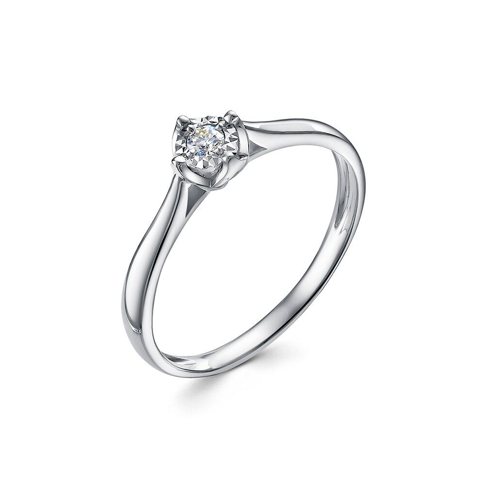 Кольцо помолвочное, белое золото, 585 проба, родирование, бриллиант