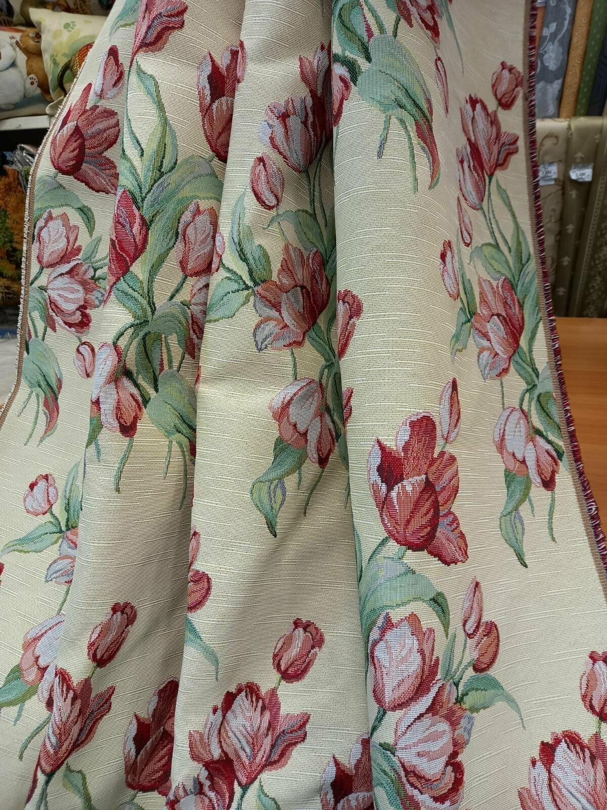 Ткань интерьерная гобелен "Флора Песни весны 6306(1)" мебельная, гобеленовая, пл. 380 г/м2, ш-160 см, на отрез