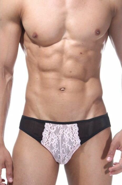 Черно-розовые трусы-слипы, L-XL, черный с розовым, Для мужчин, 85% полиэстер, 15% эластан,