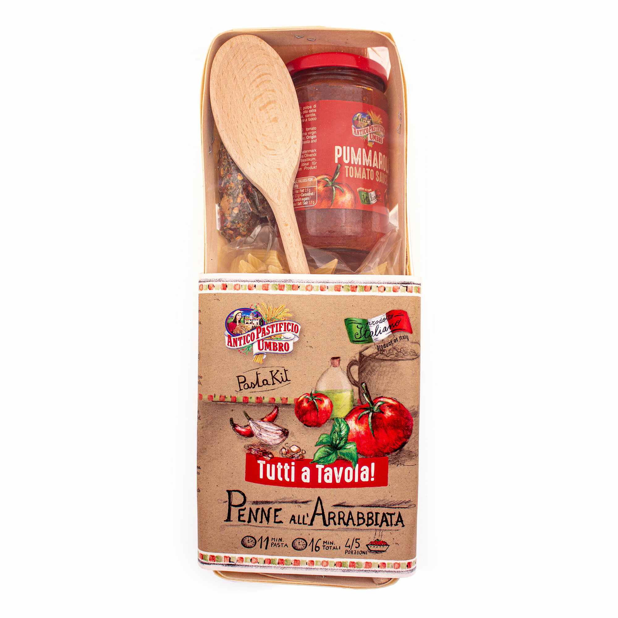 Набор подарочный Пенне Аррабьята, с деревянной ложкой, TUTTI a TAVOLA, 0,9 кг